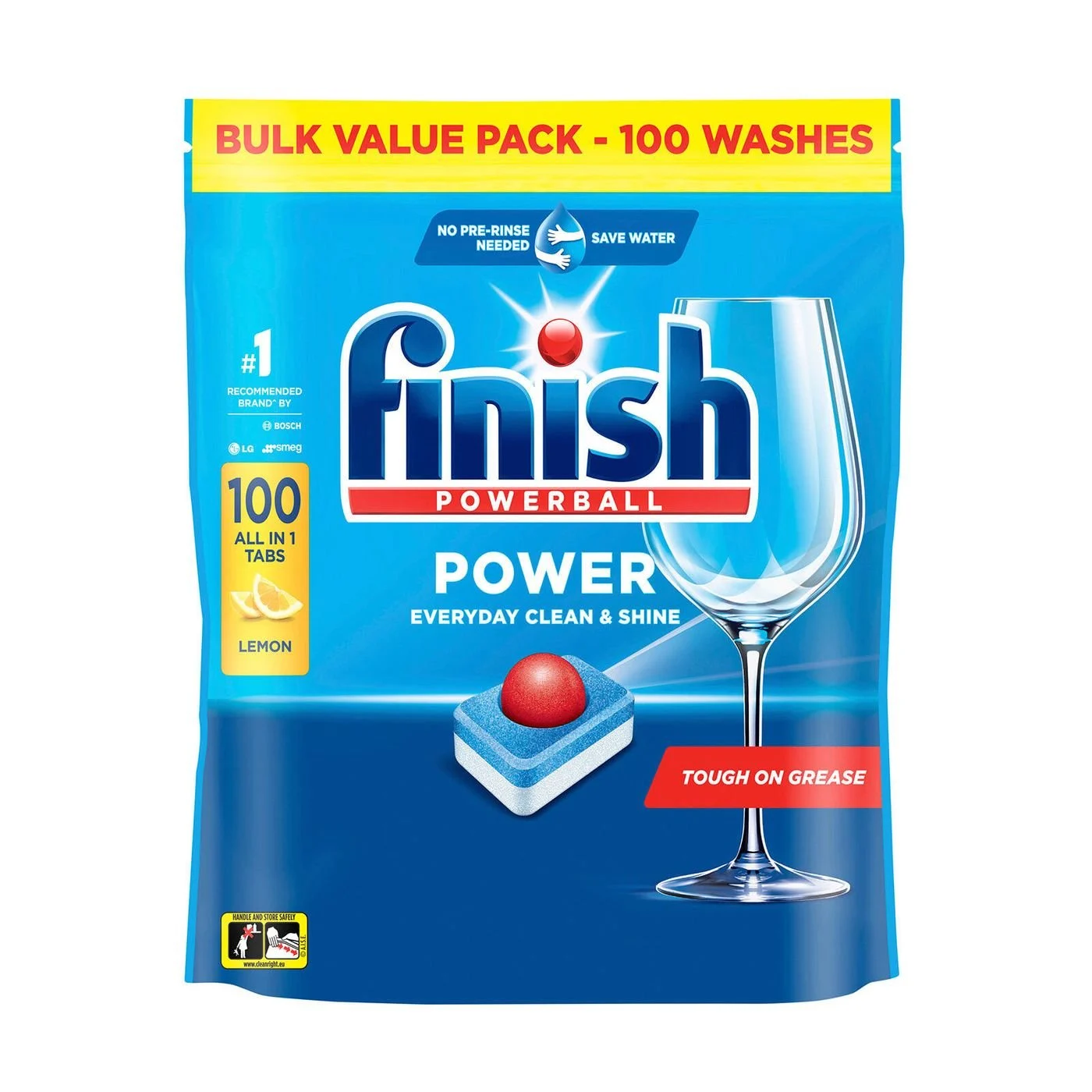 Finish Power Lemon Sparkle All-In-One Dishwashing Tablets - 100 Pack ...